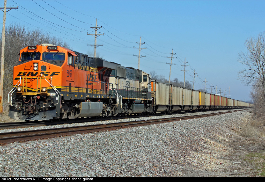 BNSF 5967 Leads another Load of coal.